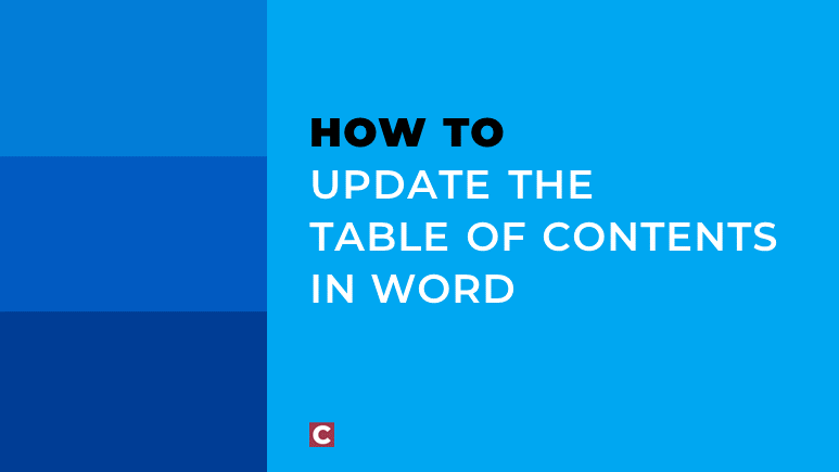 How To Update The Table Of Contents In Word